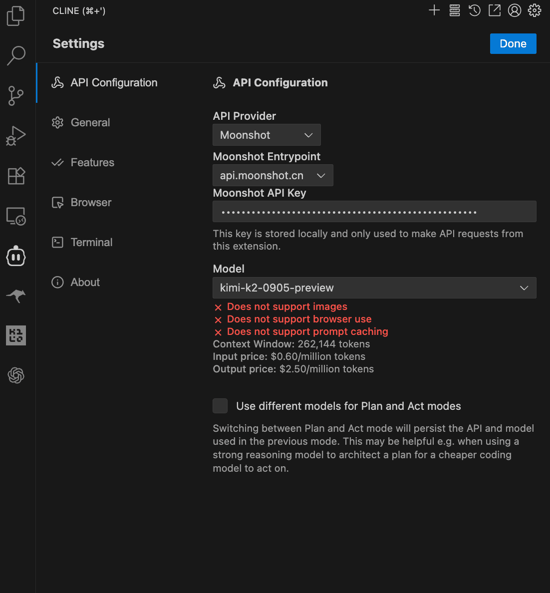 配置使用 kimi-k2-turbo-preview 模型